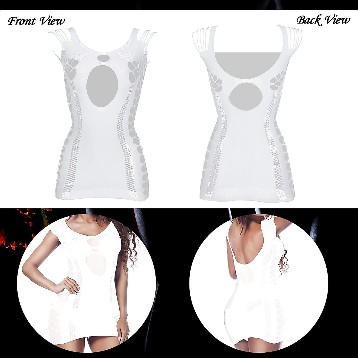 Geyoga 12 Pieces Women's Fishnet Lingerie Mesh Babydoll Bodysuit Lace Smock Lingerie for Women (Fresh Color)