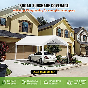 VEVOR 10 x 20 ft Carport Replacement Canopy Cover, Ripstop Triple-Layer PE Fabric Garage Top Tarp Shelter Cover, UV Resistant Waterproof Car Cover Tent for Party, Garden, Boat (Frame is not Included)