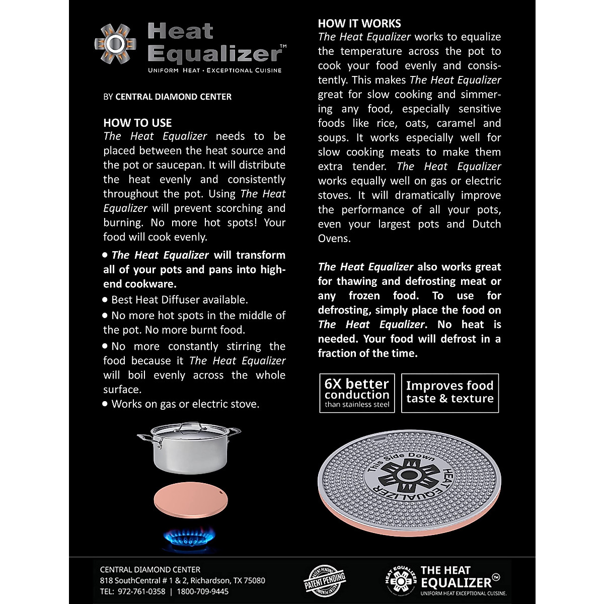 6 inch None Stick Copper finish Heat Equalizer-Heat Diffuser for Gas Stoves – Aluminum & Copper Alloy Hot Plate for Even Cooking-Burner Cover & Simmer Plate