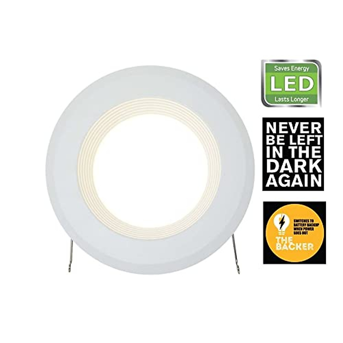 Catalina Lighting 5"-6" Battery Backup Power Supply LED Recessed Ceiling Floodlight Fixture, Emergency Lighting, White