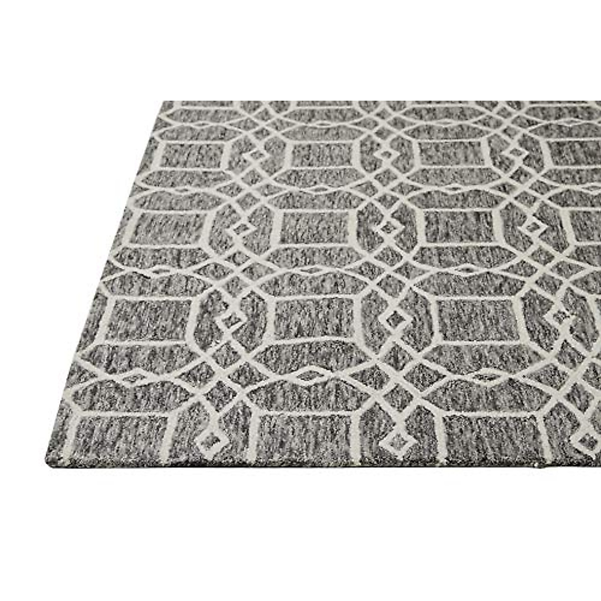 Feizy Rugs - Rhett Geometric Lattice Print Rug, Charcoal Gray, 8ft x 10ft Area Rug