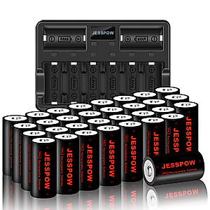 JESSPOW CR123A Rechargeable Batteries for Arlo, Rechargeable Batteries 32 Pack with Charger Compatible with Arlo Security Cameras (VMK3200/VMC3030/VMS3330/3430/3530/) and Flashlight and More