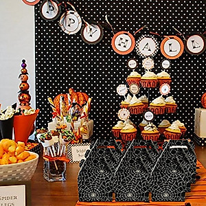 24pcs Halloween Favor Boxes Paper Black Spider Web Gift Bags Halloween Treat Boxes for Halloween Kids Birthday Decorations Spider Birthday Party Supplies