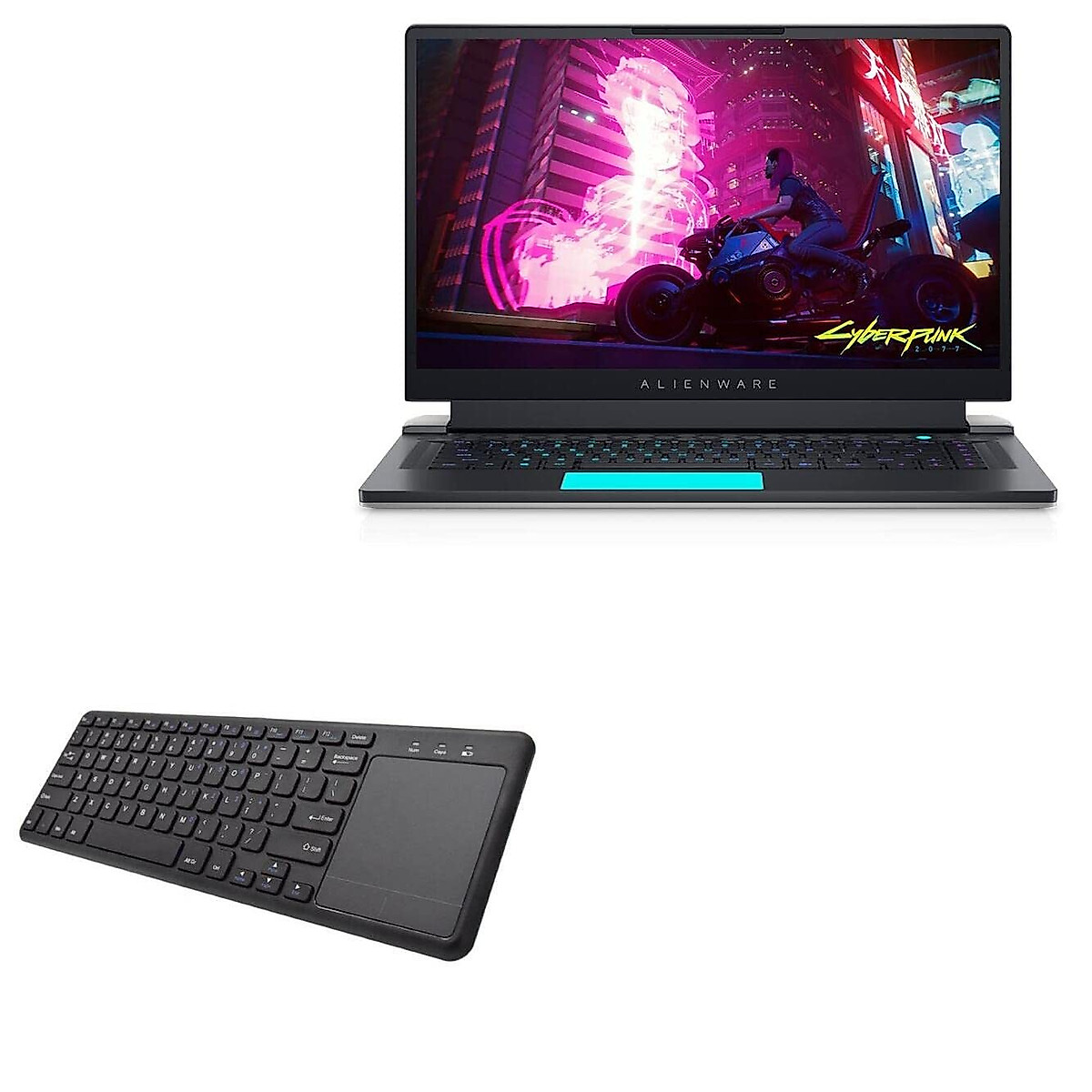 BoxWave Keyboard Compatible with Alienware x15 Gaming (R1) (Keyboard MediaOne Keyboard with TouchPad, USB Fullsize Keyboard PC Wireless TrackPad for Alienware x15 Gaming (R1) - Jet Black