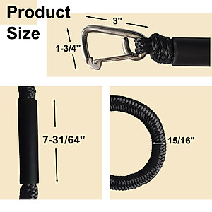 Boat Accessories - 4ft Boat Bungee Dock Lines, PE Boat Ropes for Docking with Two 316 Stainless Steel Hooks, Apply to Boating, Jet Ski,Pontoon,SeaDoo, WaveRunner, Kayak, Canoe, 2pcs Black
