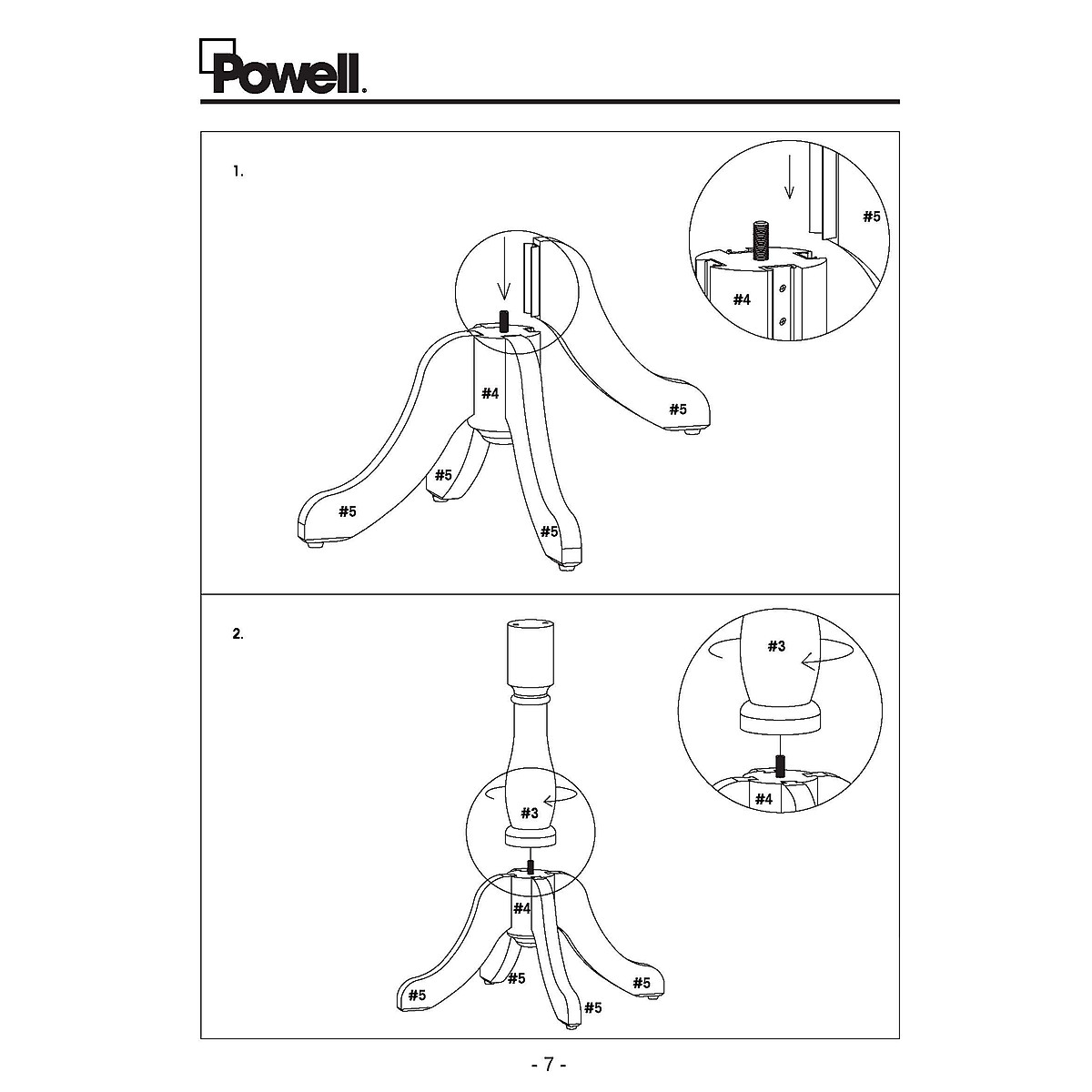 Powell Furniture Powell Round Accent, White Table, 18 x 22 x 18