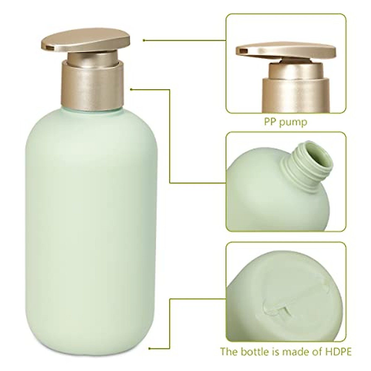 UMETASS 6.8 oz Plastic Pump Dispenser Bottles, Shampoo and Conditioner Bottles, Refillable Container for Bathroom Shower Body Wash Lotion (2 Pcs)