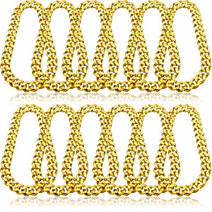 Jexine 12 Pcs Costume Rapper Chain, Hip Hop Chain Bulk Fake Necklace for Men Women 80s 90s Jewelry Punk Style, 32 Inch(Gold)