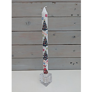 Alison Gardiner Advent Candle - Festive Christmas Tree Candle Design with Merry Christmas Message - Unscented Wax 29.5 cm Dinner Candle for Holiday Countdown - Made in England