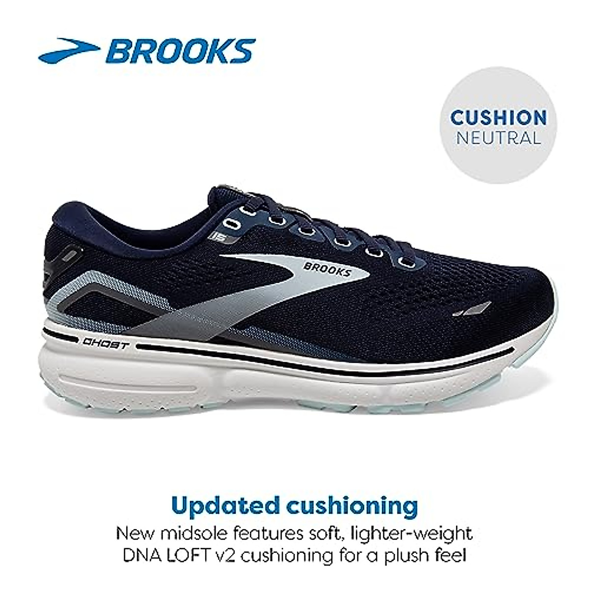 Brooks Women's Ghost 15 Neutral Running Shoe - Peacoat/Pearl/Salt Air - 9.5 Medium