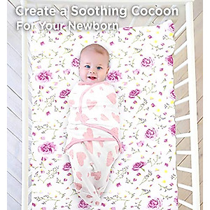 3-Pack Baby Swaddle Blanket Sleep Sacks, Newborn Swaddle Sack, Baby Swaddles 0-3 Months, Swaddles for Newborns, Baby Sleep Sack, Baby Swaddle Blanket Wrap, Pink Floral