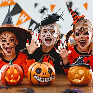 Halloween SFX Scar Wax Makeup Kit, Halloween Face Body Painting Set with Fake Blood, Makeup Wax, Spatula Tool, Dentures, 2 pairs Elf Ears and Fake Witch Nails for Cosplay Halloween Party Stage