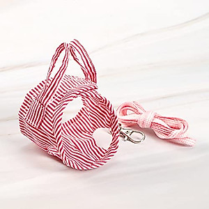 Small Pet Harness with Leash Outdoor Walking Comfort Adjustable Stripe Vest Lead Rope for Guinea Pig Hamster Ferret Baby Hedgehog Dutch Pig Red S Size