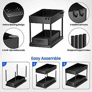 Under Sink Organizers and Storage 2 Tier Multi-purpose Sliding Under Cabinet Organizers and Storage Bathroom Cabinet Organizer Under Cabinet Basket