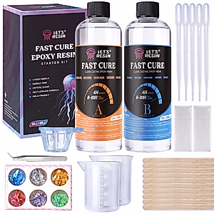 LET'S RESIN Fast Curing Epoxy Resin Kit-4 Hours Demold, 20OZ Quick Cure & Bubble Free Epoxy Resin,Crystal Clear Epoxy Resin for Craft,Art, Resin Supplies with Foil Flake, Resin Cup,Stir Stick