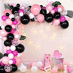 Balloon Garland Arch Kit Pink Black, Black Pink White Balloon Arch Kit Balloon Garland, Pink Confetti Latex Balloons For Girls Birthday Decoration Wedding Baby Shower Decoration Party Supplies