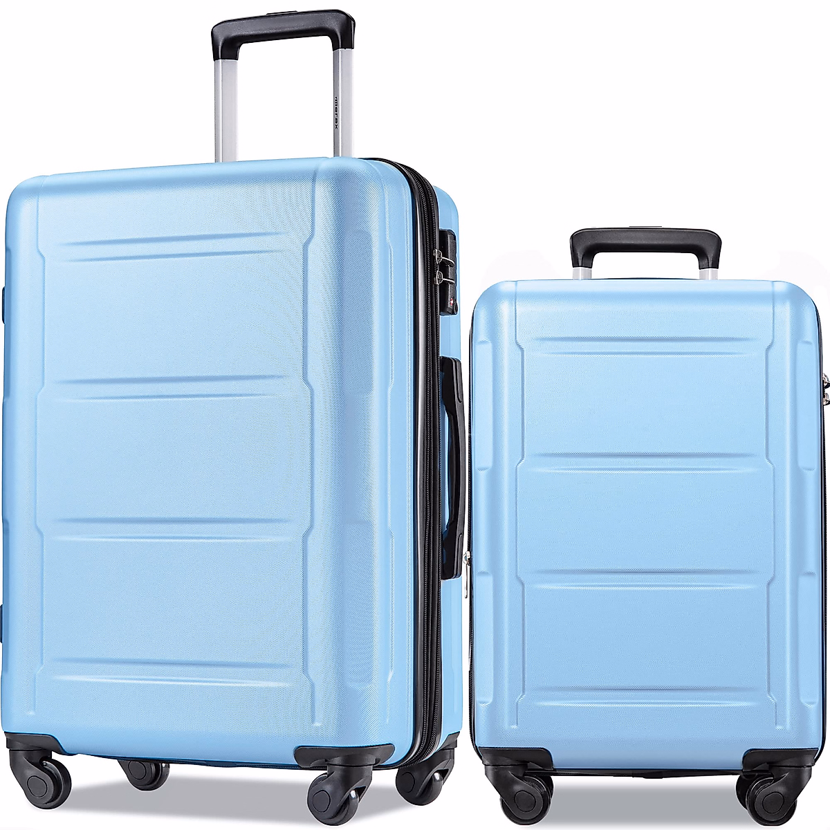 Merax Luggage Sets 2 piece Carry on Luggage Suitcase Sets of 2, Hard Case Luggage Expandable with Spinner Wheels (Baby Blue 2-Piece (20/28))