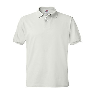 Hanes by Cotton-Blend Jersey Men's Polo_White_L