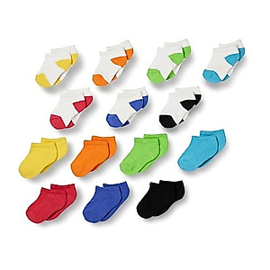 Amazon Essentials Unisex Toddlers' Cotton Low Cut Sock, 14 Pairs, Multicolor/Heather, 4-5T