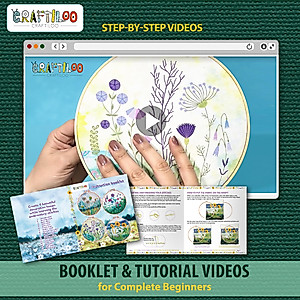 CRAFTILOO Embroidery kit for Beginners Cross Stitch for Beginners Needlepoint Kits for Adults Embroidery Kits Beginner Embroidery kit for Adults 4 Flowers