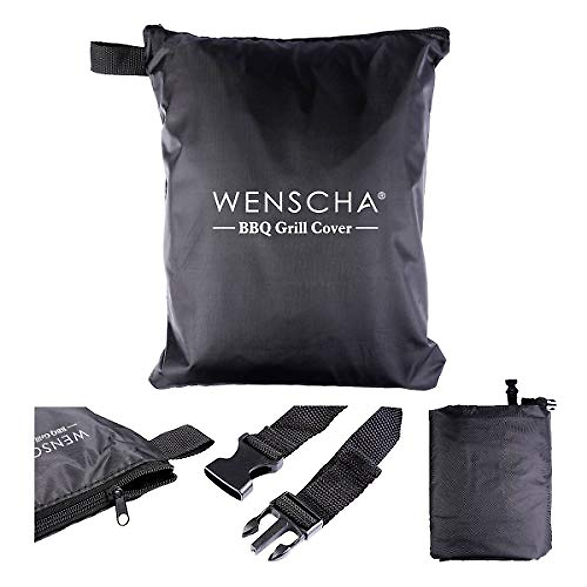 58 Inch BBQ Grill Cover, Wenscha Premium Grill Covers Fully Waterproof, 58x24x48 Inches, UV & Fade & Rip Resistant, Fits Most Brands of Grill - Black