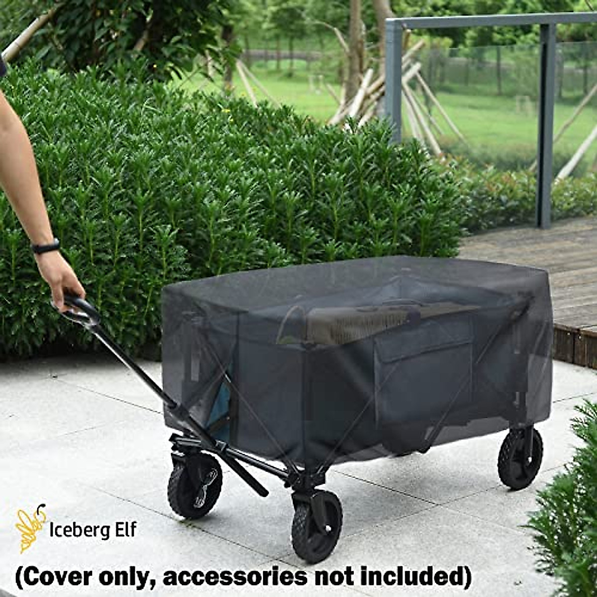 Iceberg Elf Waterproof Wagon Cover, Folding Wagon rain Covers 38" L x 22" W x 20" H, 600D Heavy-Duty Fabric, (Cover only, Accessories not Included) Grey