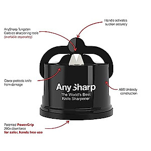 AnySharp Editions - World's Best Knife Sharpener - For Knives and Serrated Blades - Black