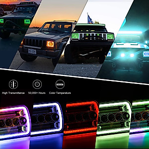 Nicoko H6054 Led Headlights 5x7 7x6 Led Headlamp High/Low Sealed Beam with RGBW Halo Function for Wrangler Cherokee YJ XJ Ford E250 GMC Dodge Truck Van with H4 Plug pack 2