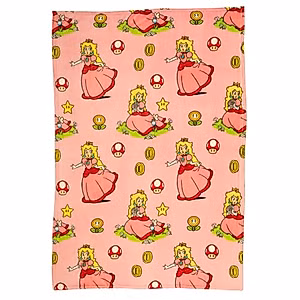 Nintendo Super Marios Bros. Princess Peach Girl Bedding Super Soft Silk Touch Throw, 46 in x 60 in, (Officially Licensed Product)