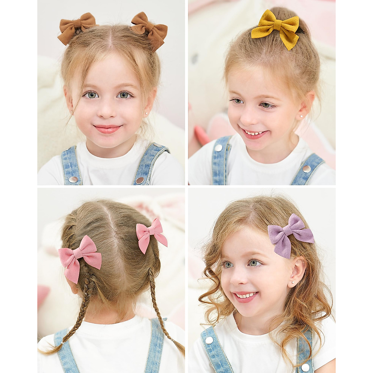 doboi 40PCS Baby Hair Bows Clips Felt Woolen Hair Accessories Hair Bows for Toddler Girls Infants Kids and Teens-2.8 Inches 20 Colors In Pairs