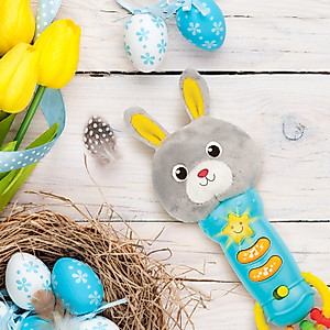 Bambiya Easter Bunny Baby Teething Toy for 6 Months and Up - Baby Teether, Rattle & Musical Toy with Lights, Fun Sound Effects - Baby Easter Basket Stuffer