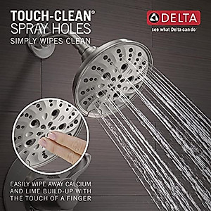 Delta Faucet Esato 14 Series Single-Handle Tub and Shower Trim Kit, Shower Faucet with 5-Spray H2Okinetic Shower Head, SpotShield Brushed Nickel 144897-SP (Valve Included)