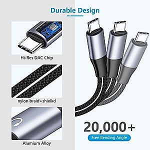 BOIOT USB C to 3.5mm Headphone and Charger Adapter, 2-in-1 USB Type C to Aux Audio Jack Hi-Res DAC and PD 3.0 Fast Charging Dongle Cable Compatible with Pixel 4 XL, Galaxy S21 S20 S20+ Plus Note 20