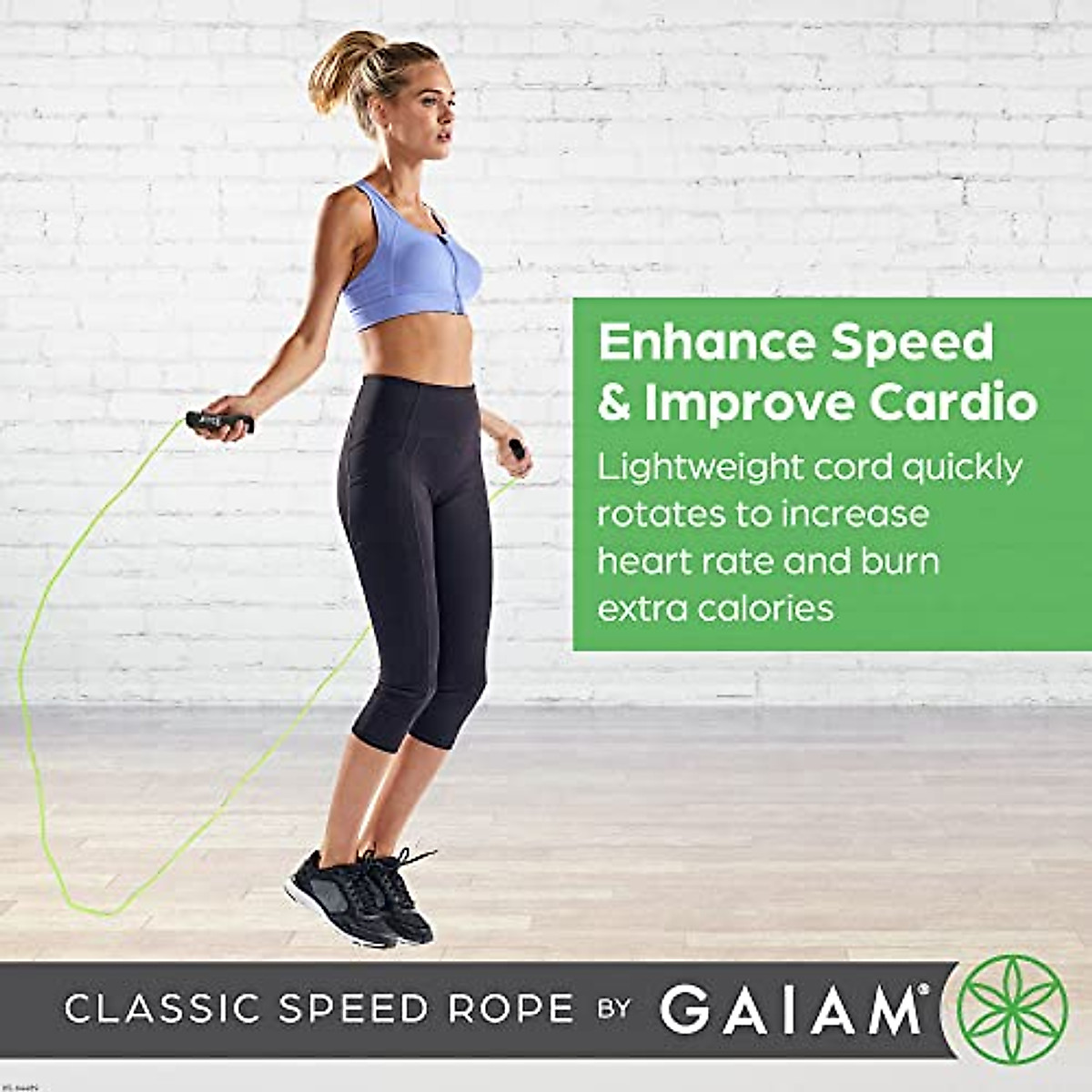 Gaiam Classic Speed Rope for Women and Men - Jumping Rope for Fitness and Exercise - Lightweight, Tangle-Free, Portable, and Adjustable Jump Rope for Training, Cardio, Aerobic Skipping