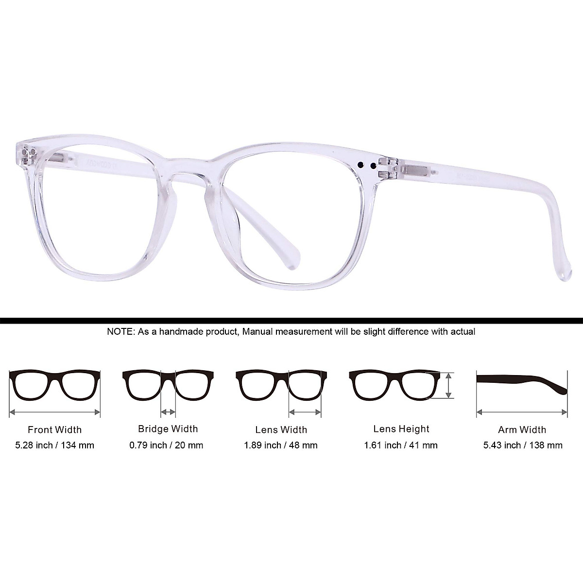 ANDWOOD Blue Light Blocking Glasses Women Men Computer Small Face Frame Bluelight Blocker Teens Square Frame Clear Crystal