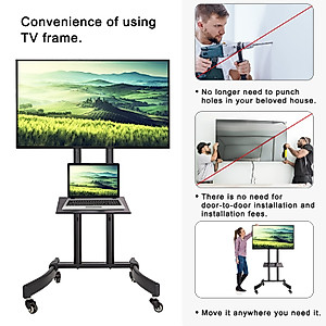 ABCCANOPY TV Cart Rolling Trolley Mount TV Stands w/Wheels, Rolling Monitor Stand with Adjustable Shelf for LED LCD OLED Flat Screen, Plasma TVs TV & Monitor (Mobile TV Cart/32-65)