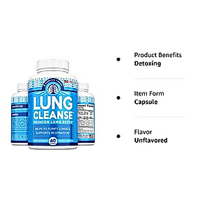 Lung Support Supplement - Natural Capsules for Lung Cleanse and Detox - Made in USA - Respiratory System; Mucus Clear - Vegan Supplement for Lung Detox; Respiratory Support - 60 Capsules