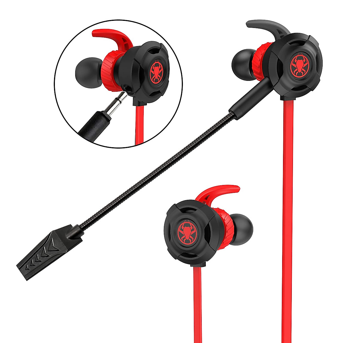 BlueFire Wired Gaming Earphone 3.5 MM E-Sport Earphone Noise Cancelling Stereo Bass Gaming Headphone with Adjustable Mic for PS4, Xbox One, Laptop, Cellphone, PC (Red)