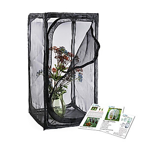 30" Heavy Duty Monarch Butterfly Habitat, Outdoor Collapsible Insect Mesh Cage Terrarium Pop-up with Zipper Protection
