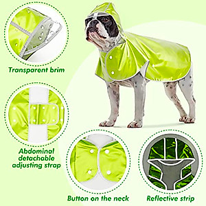 Weesiber Dog Raincoat Waterproof, Reflective Dog Rain Jacket Coat with Transparent Brim Hood, Adjustable Lightweight Puppy Poncho Slicker S M L XL XXL (Medium, Green)