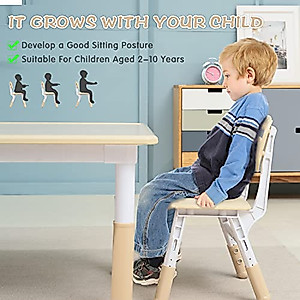 JONUTATO Table And Chair Set, Height-Adjustable Desk with 4 Seats for Toddler/Kids/Girls & Boys Age 2-10, Scrub-table Desktop Study Daycare, Classroom, Home