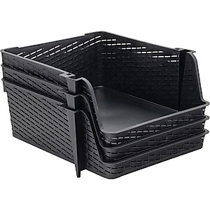 Advantus Nest and Stack Open Lid Storage Bin, Black, 3/Pack (39221)