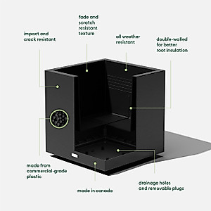 Veradek Block Series Cube Plastic Planter - Large Square Planter for Indoor or Outdoor Patio/Garden | Durable All-Weather Use with Drainage Holes | Modern Décor for Tall Plants, Trees, Flowers