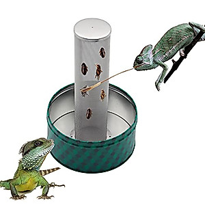 Chameleon Feeding Bowl,Hookable Lizard Feeder with Metal Mesh Column for Prey to Climb and Move,Suitable for Lizard, Iguana, Gecko,Bearded Dragon