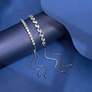 14K Silver Plated Tennis Bracelet Cubic Zirconia Classic Bracelet Silver Bracelets for Women Girls (GSZH-001)