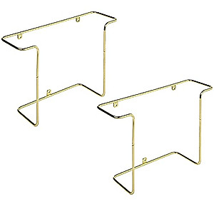 MyGift Modern Brass Plated Metal Wire Wall Mounted Vinyl LP Record Storage Holder, Album Display Rack, Set of 2
