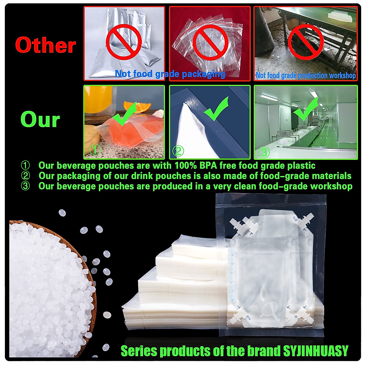 SENYUE 6 PCS Juice Flasks Drinks Flasks Liquor Pouch Reusable Drinking Flasks Concealable Plastic Flasks for Sneak to go