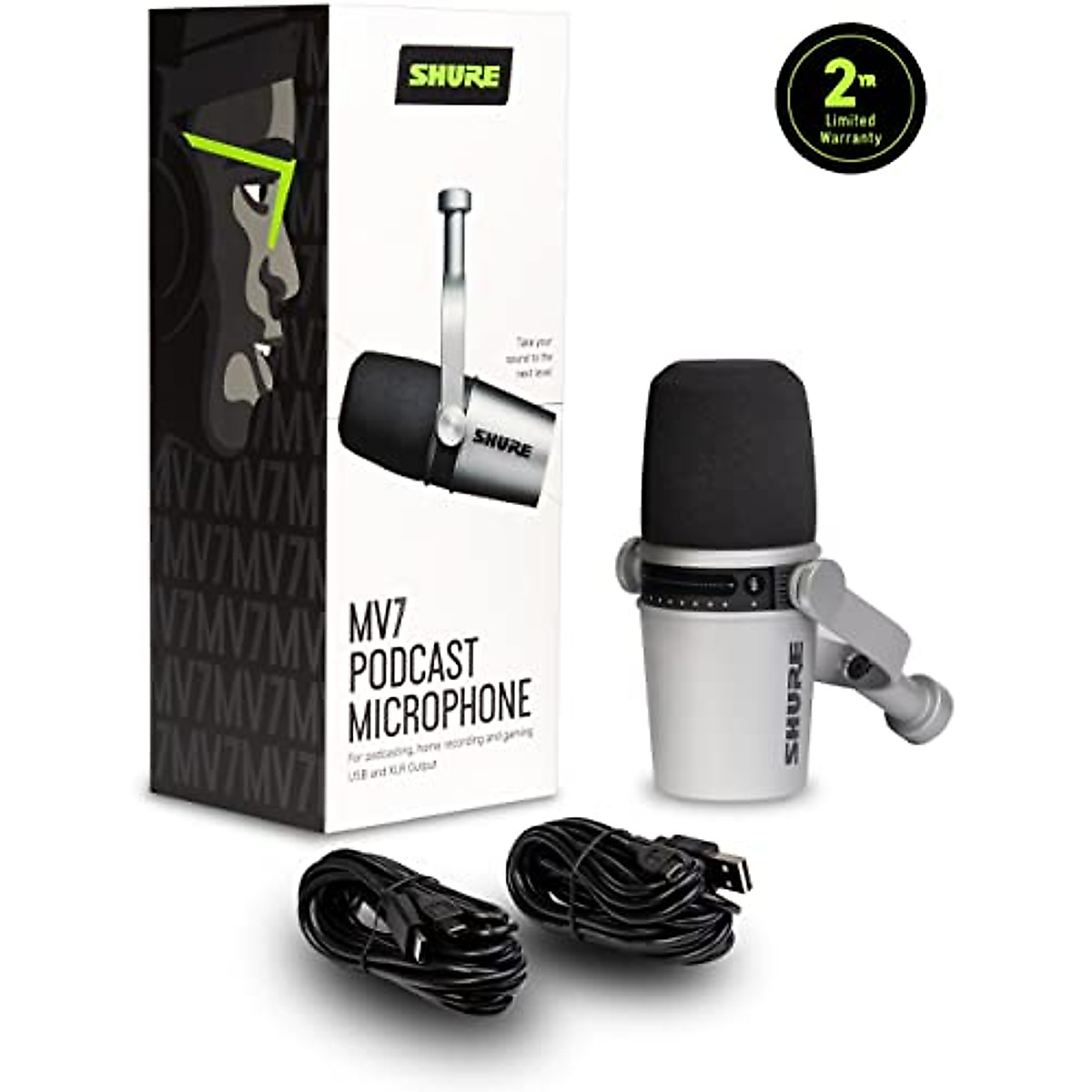 Shure MV7 USB Podcast Microphone - Silver