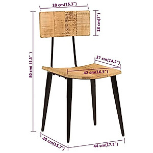 vidaXL Dining Chairs 2 pcs 17.3"x15.7"x31.5" Solid Wood Mango