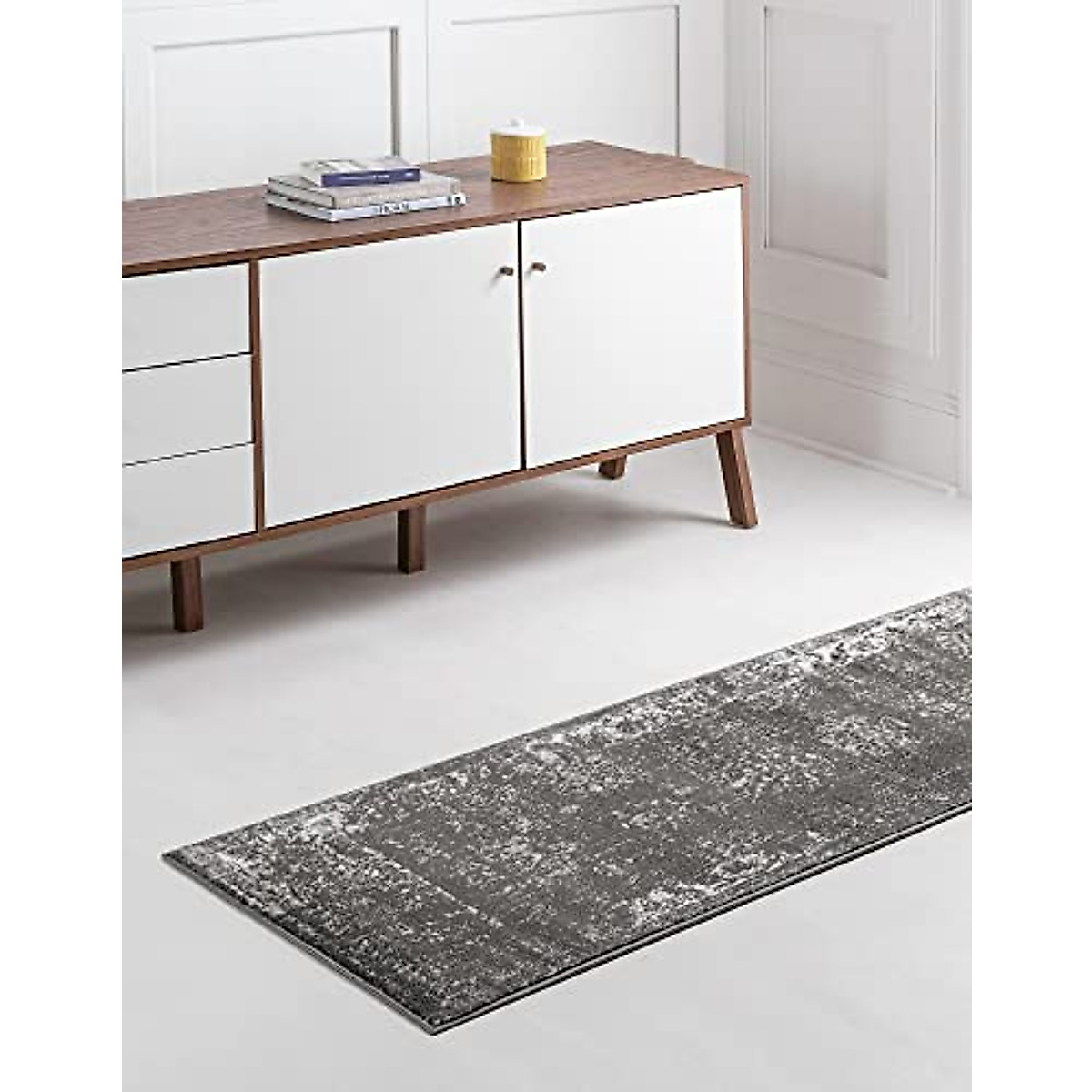 Unique Loom Sofia Collection Area Rug - Casino (2' x 6' 7" Runner, Dark Gray/ Ivory)